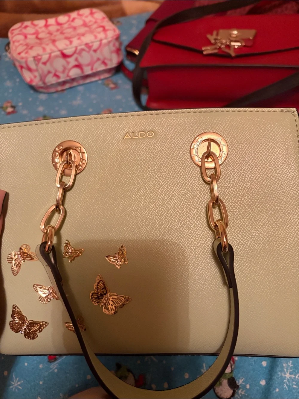 Aldo | Bags | Aldo Pale Yellow Butterfly Tote With Gold Hardware | Poshmark